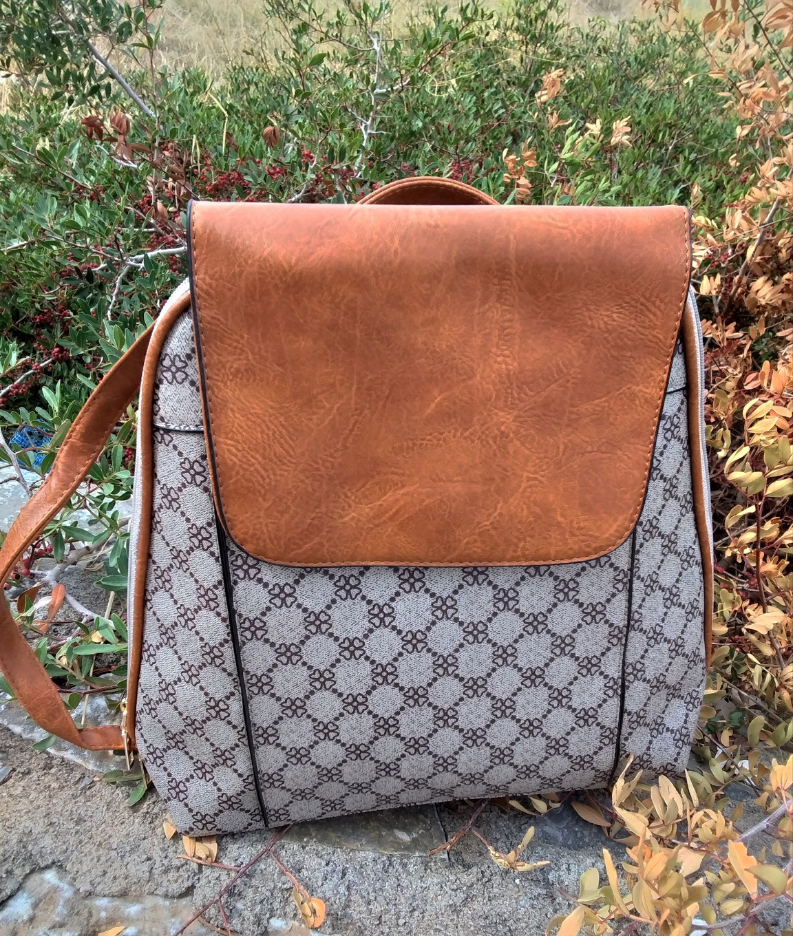 ΓΥΝΑΙΚΕΙΟ ΣΑΚΙΔΙΟ ΠΛΑΤΗΣ BACKPACK ΚΑΦΕ ΧΡΩΜΑ - etsantaki.gr