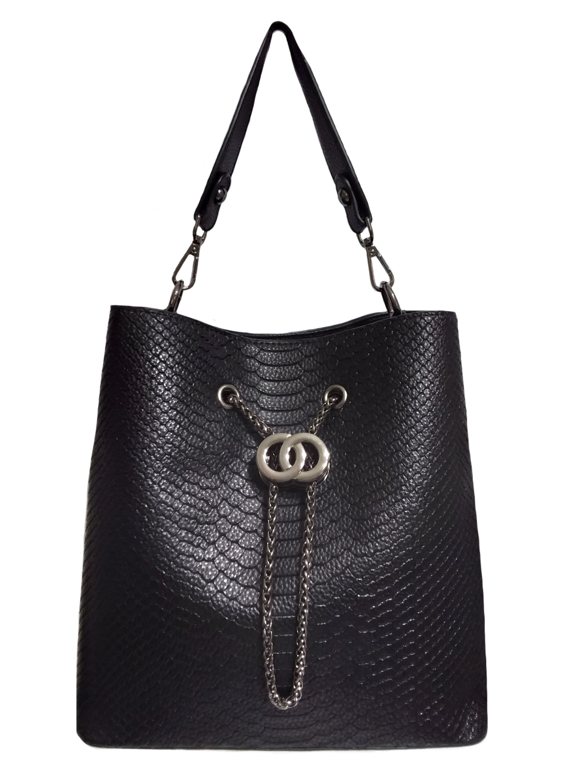ΓΥΝΑΙΚΕΙΑ ΤΣΑΝΤΑ ΩΜΟΥ SNAKE LEATHER ΜΑΥΡΗ - etsantaki.gr