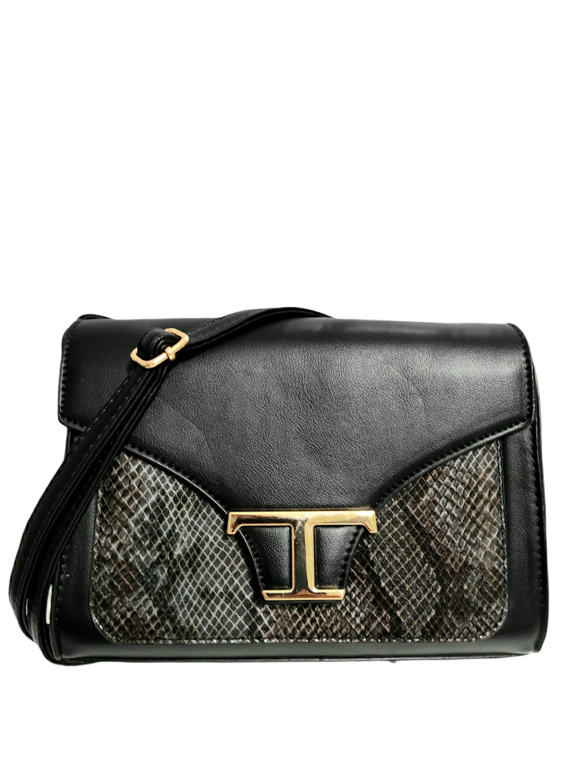 ΓΥΝΑΙΚΕΙΑ ΤΣΑΝΤΑ ΧΙΑΣΤΙ ΜΑΥΡΗ ΜΕ SNAKE LEATHER MOTIBO - etsantaki.gr